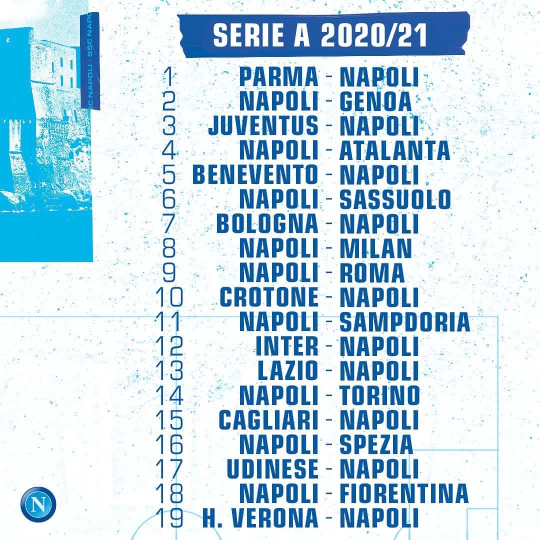 Calendario Napoli Serie A 2020-2021 | Stadiosport.it